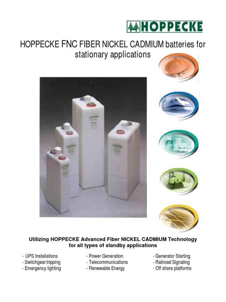 Hoppecke FNC Fiber NiCd Battery Overview | PDF | Rechargeable Battery ...