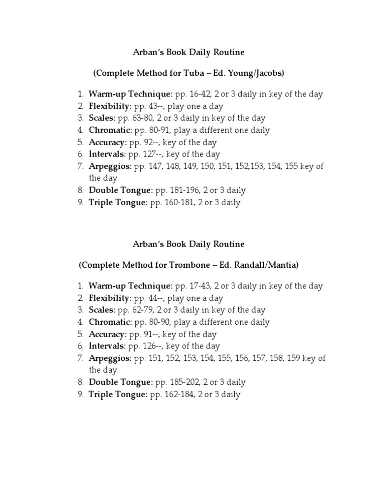 Daily Routine Arban - Trombone - Tuba | PDF