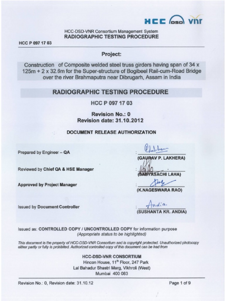RT Procedure | Download Free PDF | Nondestructive Testing | Radiography