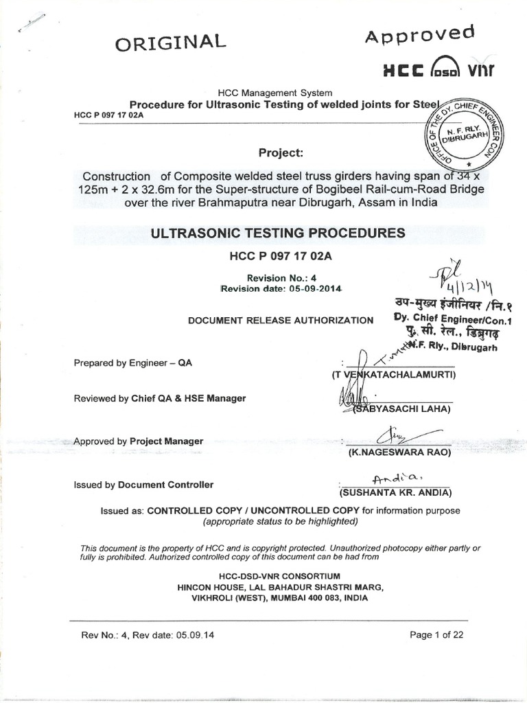 Ultrasonic Testing Procedure R4 | PDF