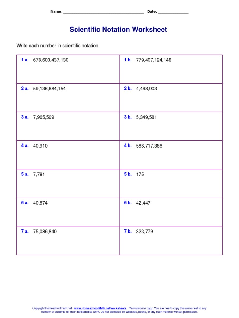 Place Value Scientific Notation Worksheet | PDF | Mathematics | Notation