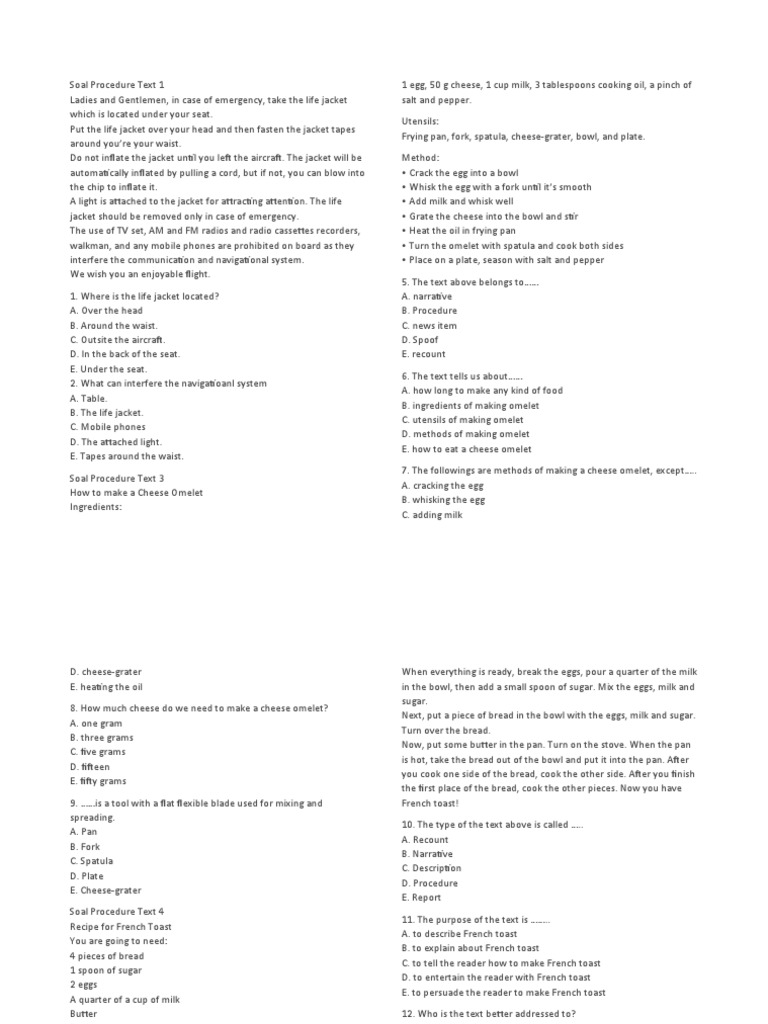 Soal Procedure Text 1 | PDF | Breads | Compact Disc