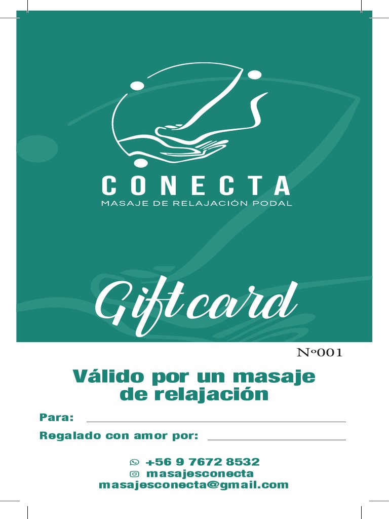 Gift Card: Válido Por Un Masaje de Relajación | PDF | Masaje | Terapia ...
