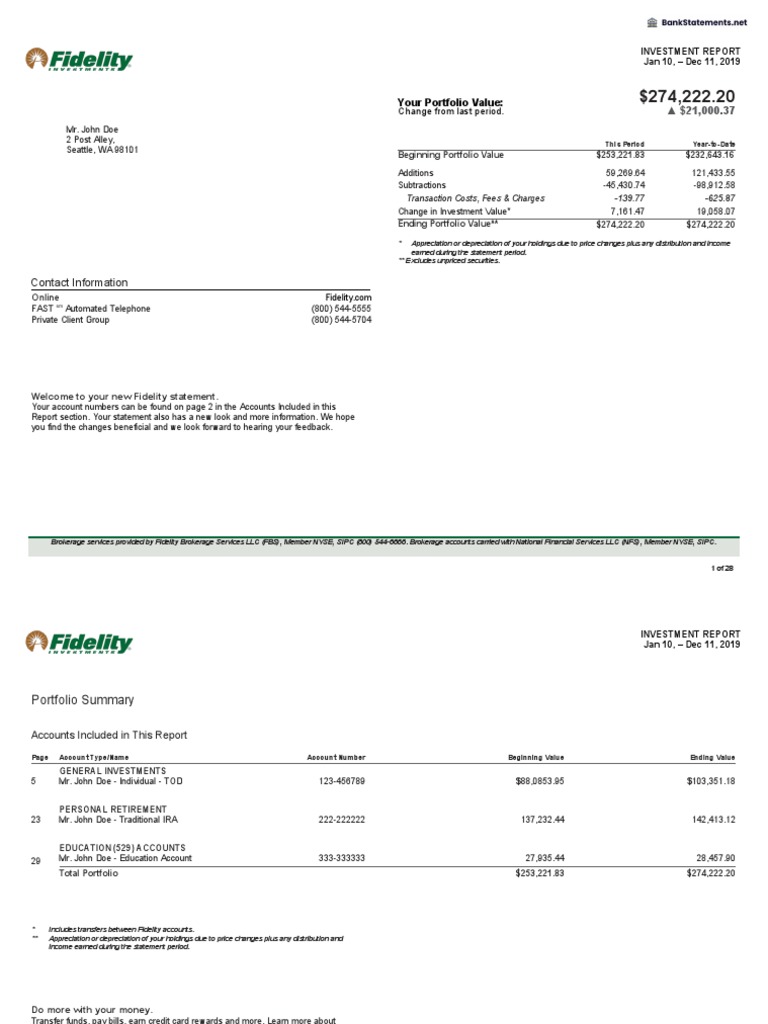 Your Portfolio Value:: Contact Information | PDF | Bonds (Finance ...