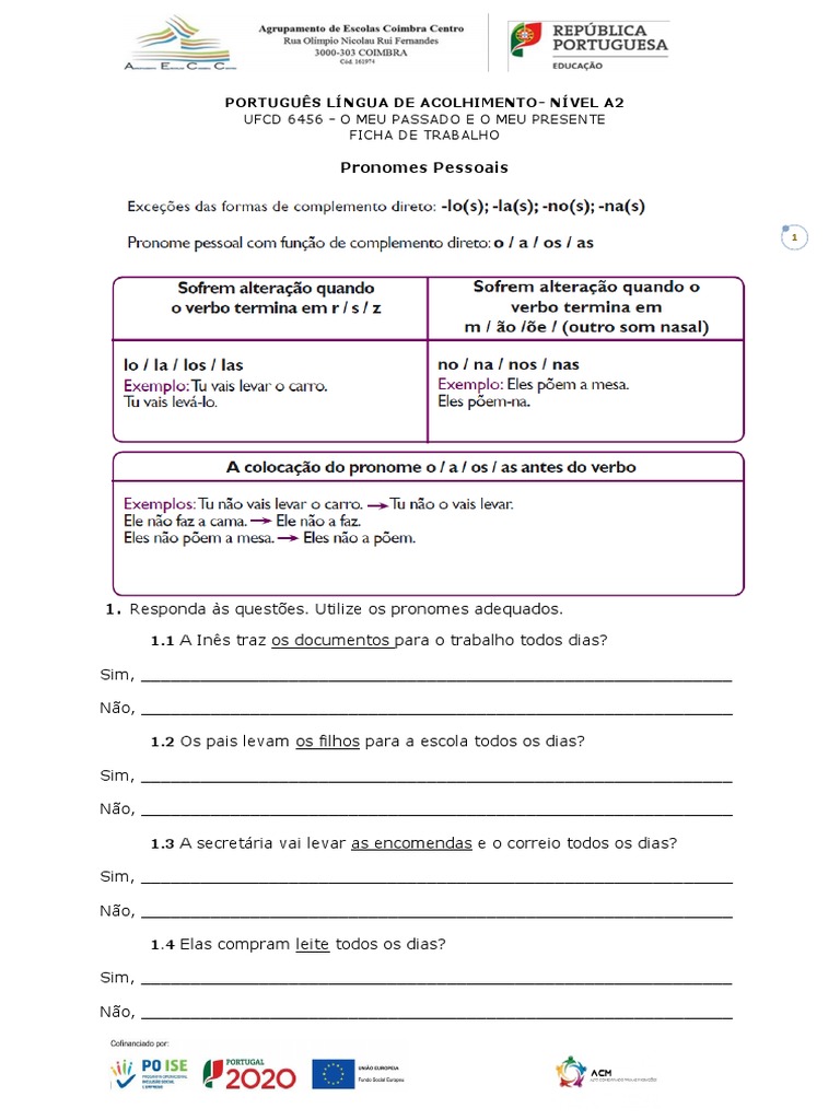 UFCD 6456 Ficha 3 Nova | PDF | Portugal | Mecânica da linguagem