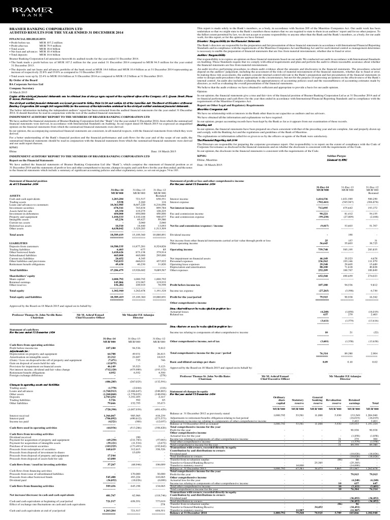 Audited Financial Statements of Bramer Property Fund Dec 2014 | PDF ...