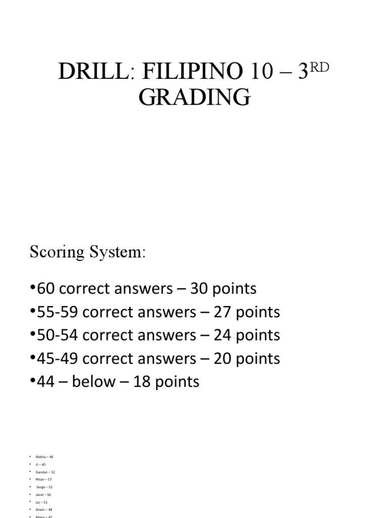 Drills Grade 10 | PDF