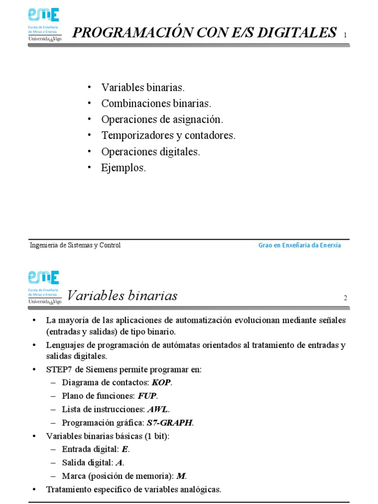 Programación de Autómatas con E/S Digitales | PDF | Poco | Ingenieria ...