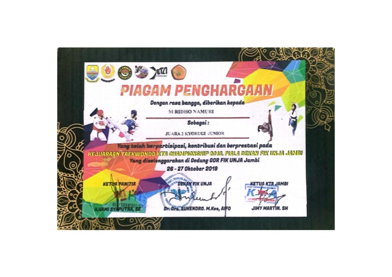 Piagam Taekwondo | PDF
