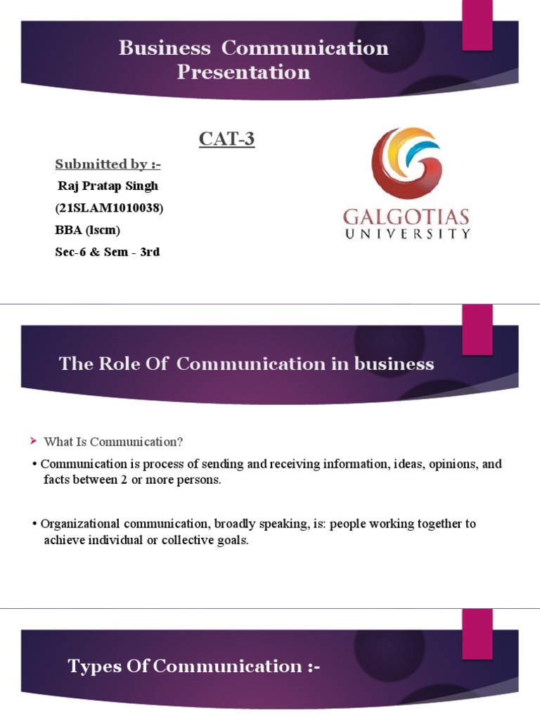 Business Communication PPT by Raj Pratap | PDF | Career & Growth | Business
