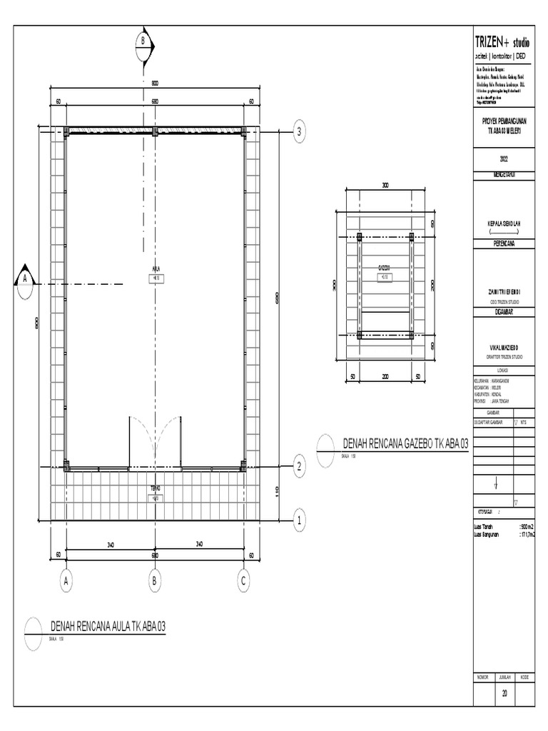Denah Aula Dan Gazebo TK Aba 03 Weleri | PDF