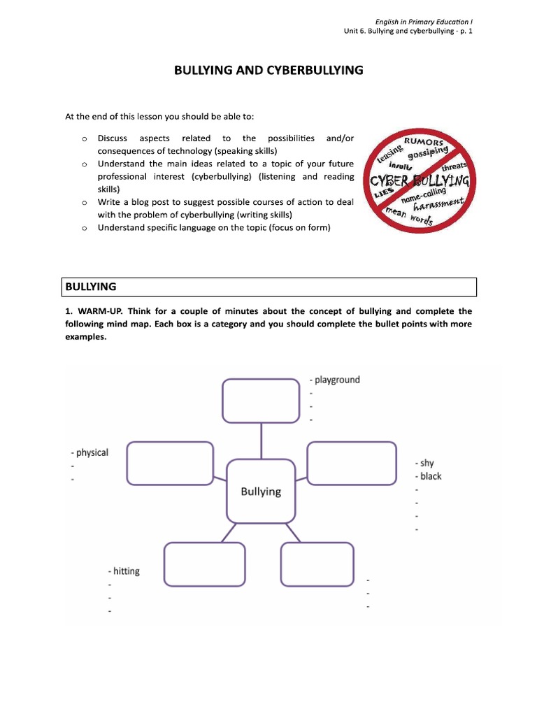 Unit 6 - Bullying and Cyberbullying | PDF