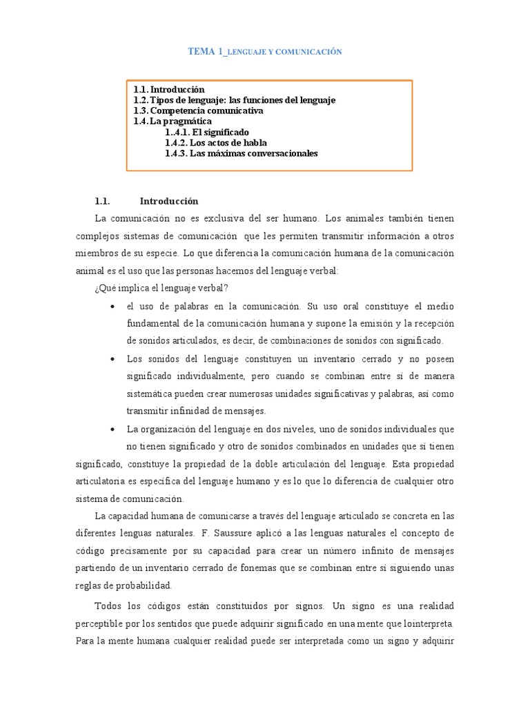 Unidad 1 - Los Fundamentos Básicos de La Ciencia Del Lenguaje y La Comunicación - 1.1. | PDF ...