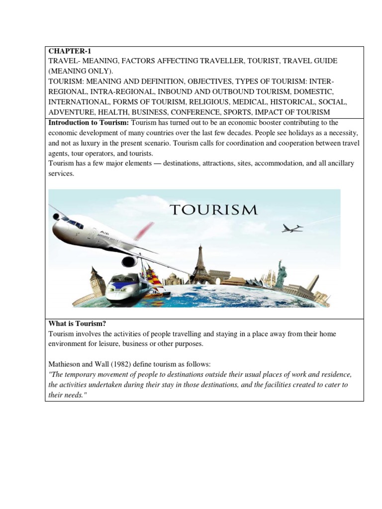 Introduction To Tourism-1 | PDF | Tourism