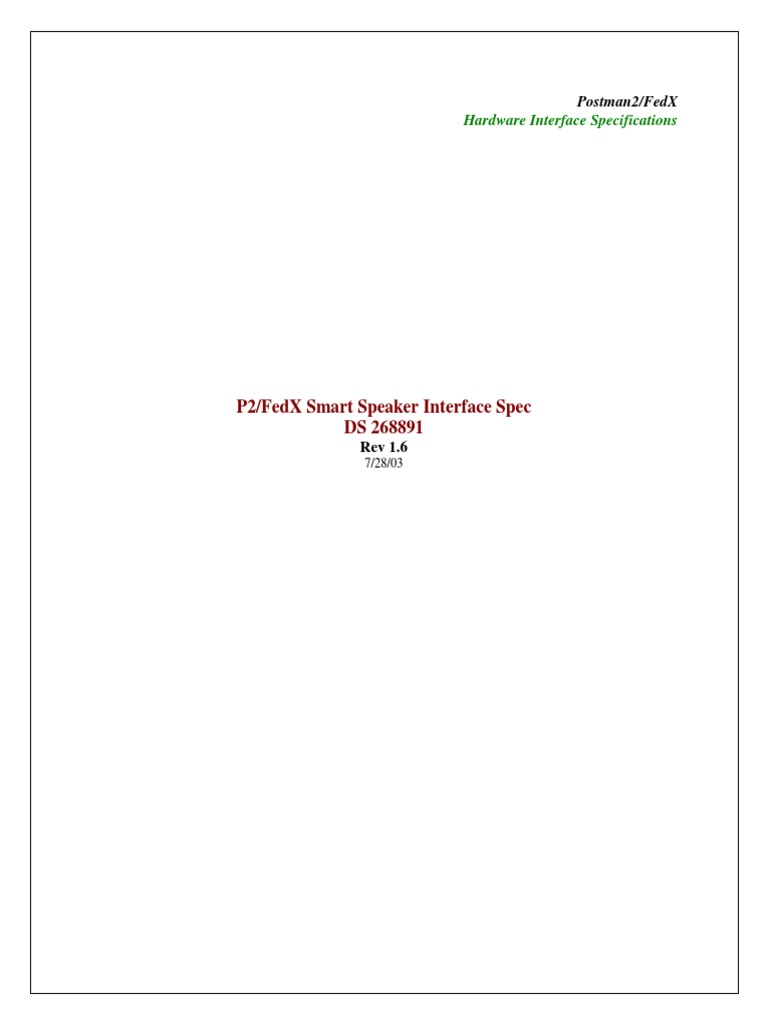 Specification for the Hardware Interface and Low-Level Protocol of the ...