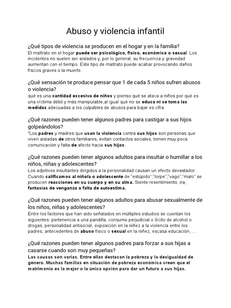 Miguel Basco Morato - Abuso y Violencia Infantil | PDF | Abuso infantil | Violencia