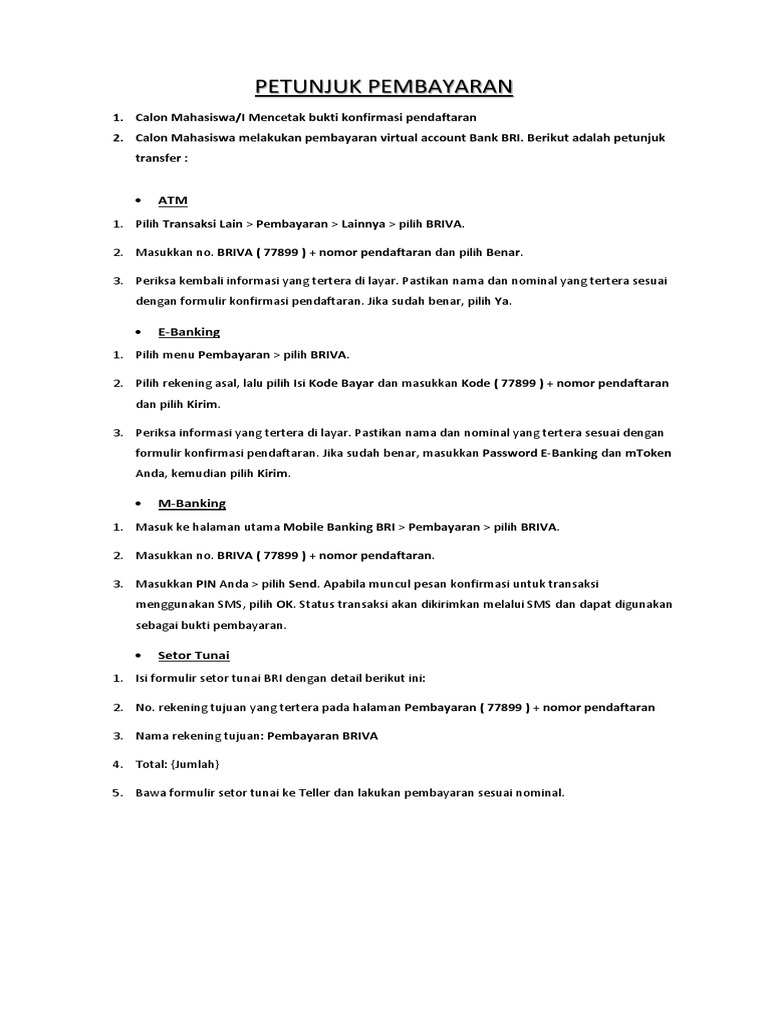Panduan Pembayaran Mahasiswa Baru | PDF | Bisnis