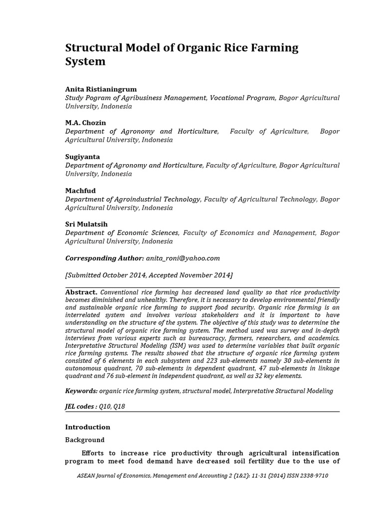 Structural Model of Organic Rice Farming System | PDF | Agriculture ...