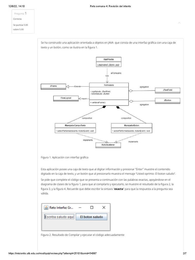 Reto Semana 4 Revision Del Intento | PDF | Java (lenguaje de ...