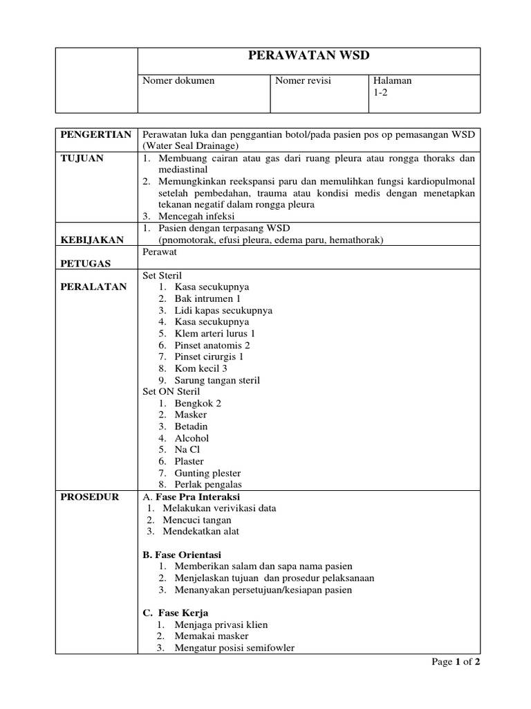 Spo Perawatan WSD | PDF