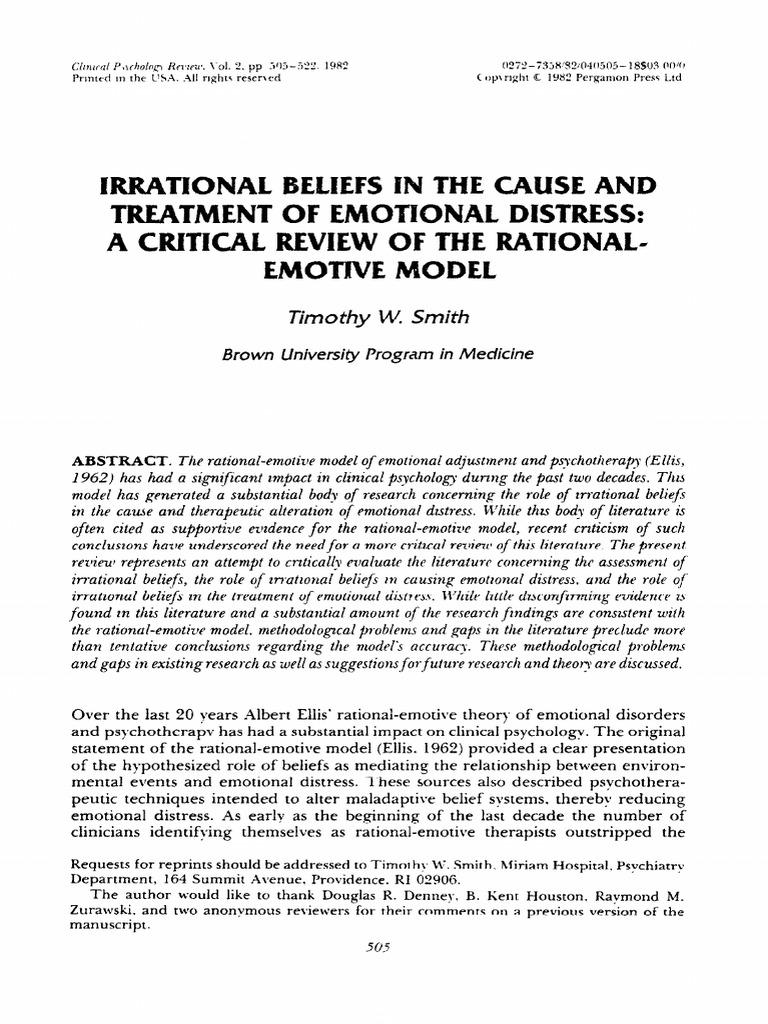 Irrational Beliefs in The Cause and | PDF | Validity (Statistics) | Anxiety