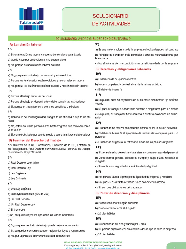 Solucionario Fol Unidad 5 | PDF | Derecho laboral | Justicia Solucionario Fol Unidad 5 | PDF | Derecho laboral | Justicia