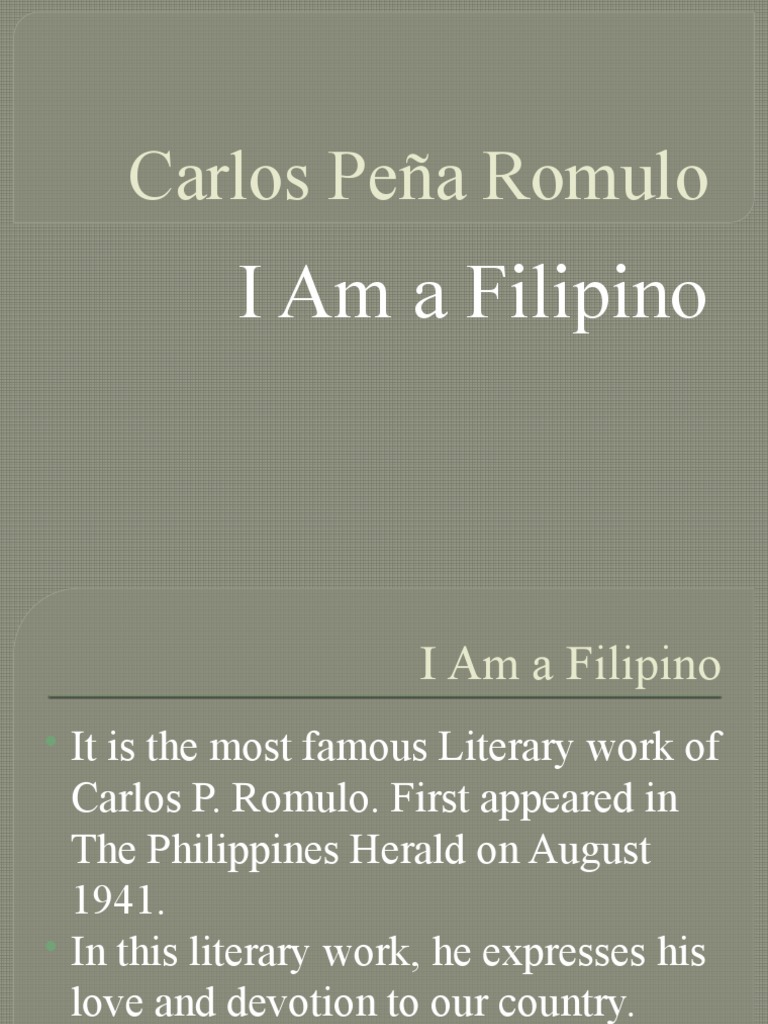 Carlos Peña Romulo I Am A Filipino | PDF