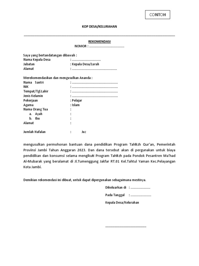 Contoh Surat Desa | PDF