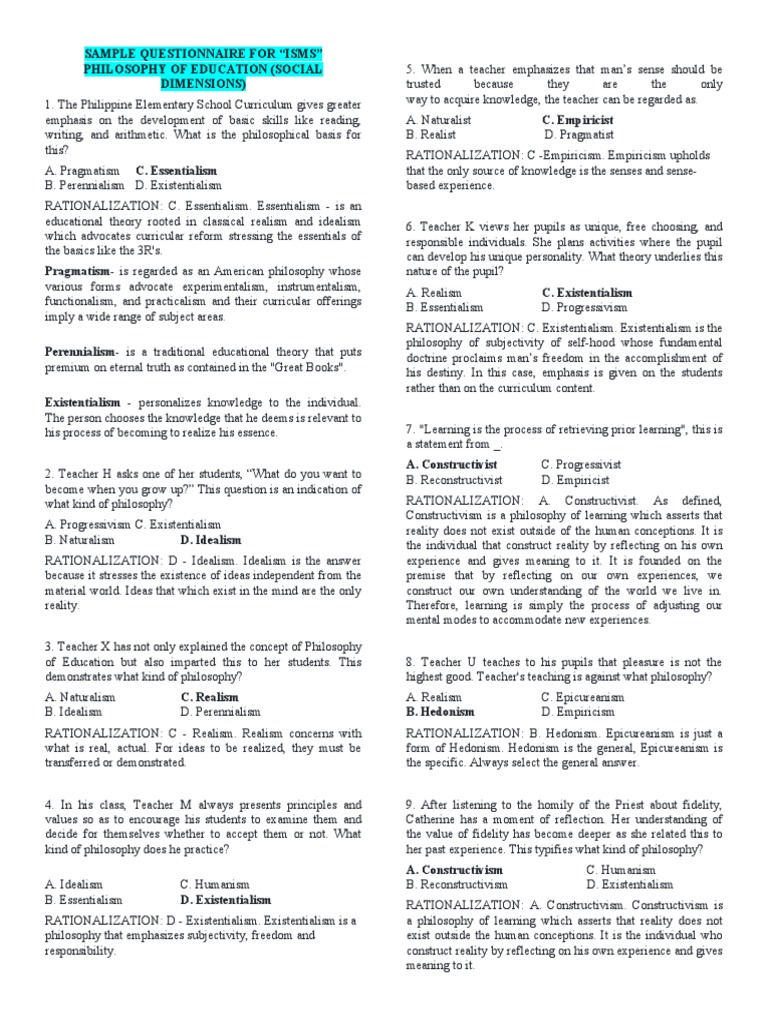 ISMS of Education | PDF | Philosophy Of Education | Existentialism