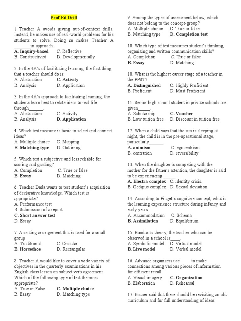 Professional Education Practice Test | PDF | Learning | Teachers