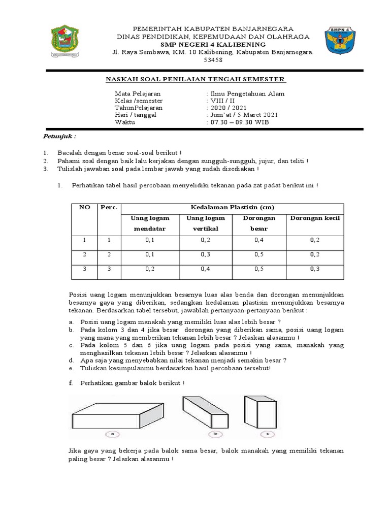 Soal PTS Kelas 8 Genap | PDF