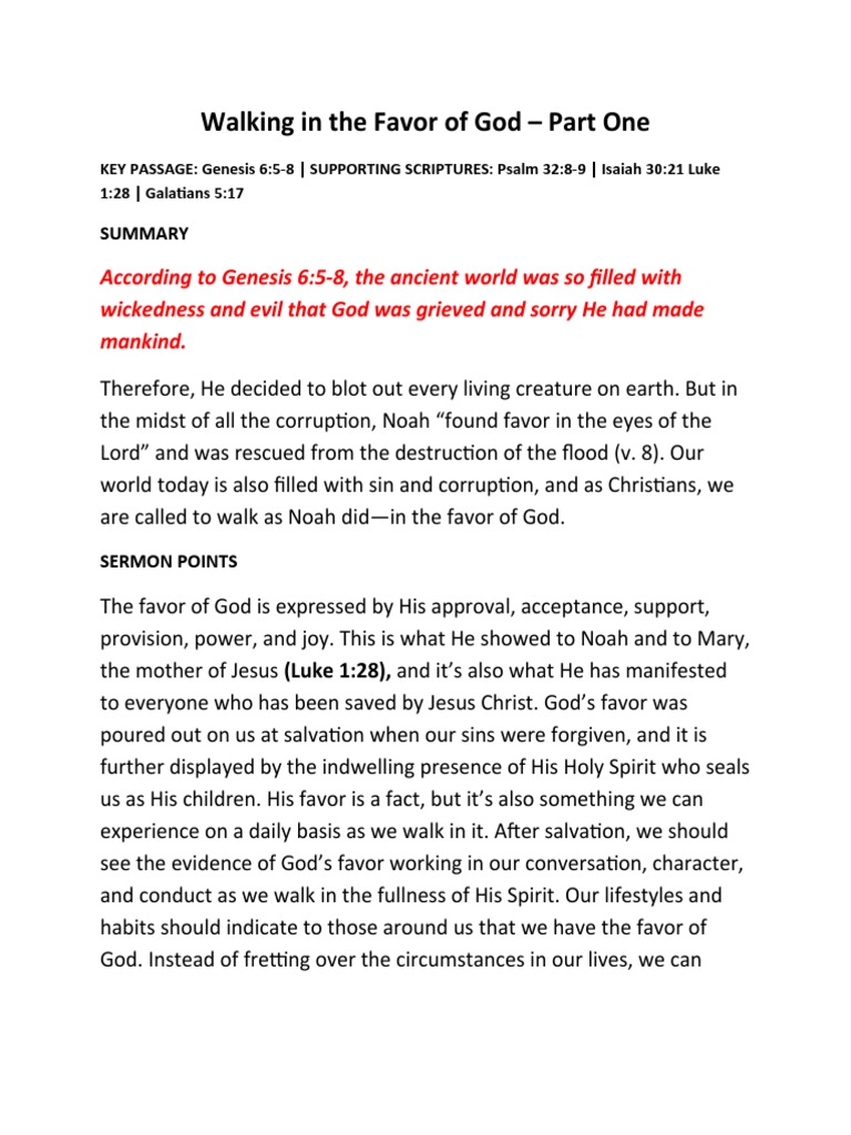 Walking in The Favor of God Part 1 | PDF | God | Salvation