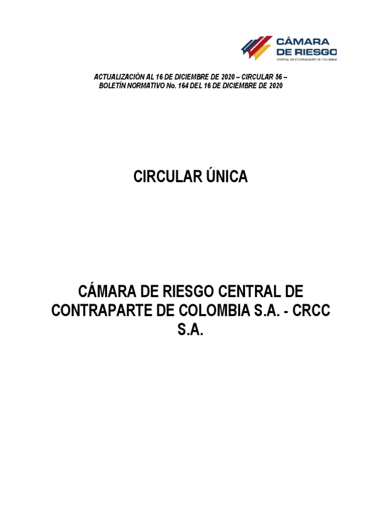 CRCC Circular Unica CRCC S.A. Version Actualizada (16 Dic 20) | PDF | Contratos futuros ...