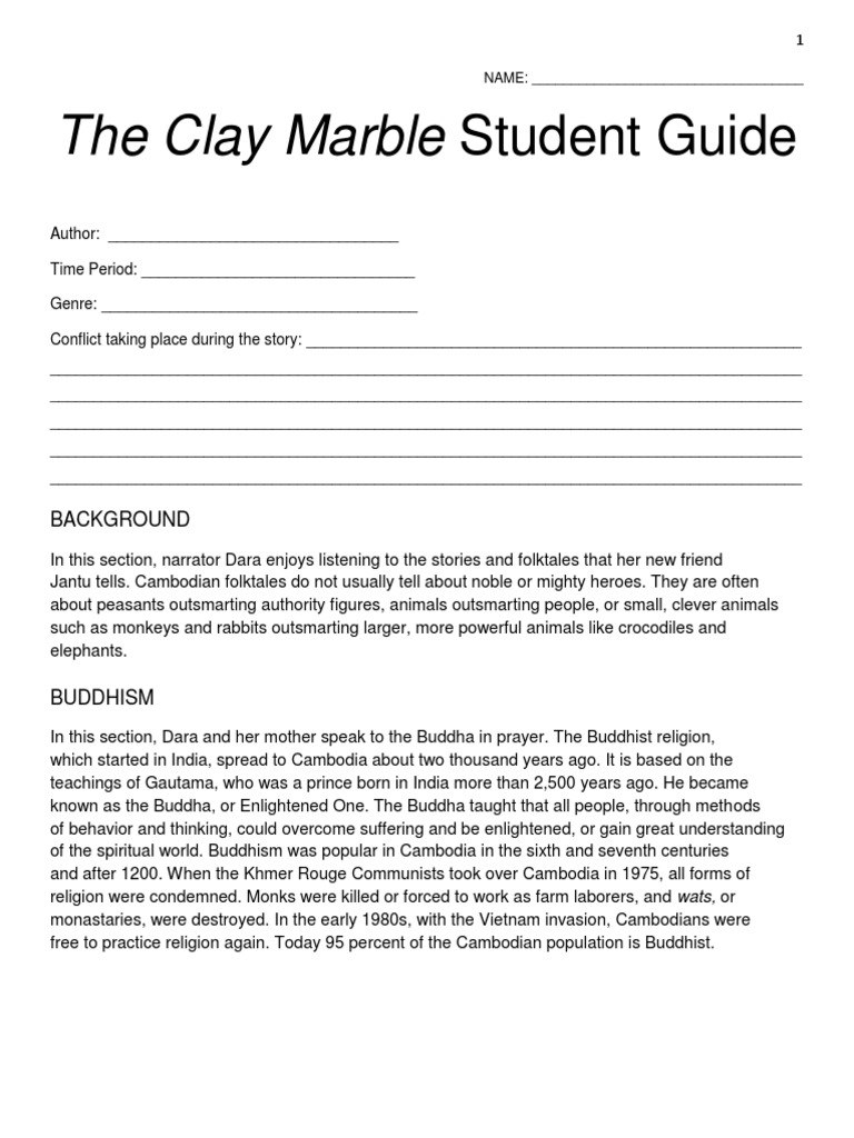 The Clay Marble Study Guide | PDF | Cambodia | Buddhahood