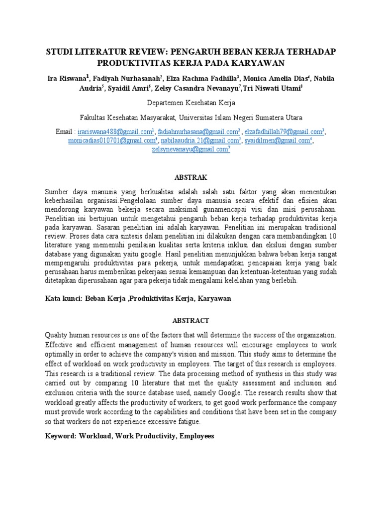 Studi Literatur Review Kesker Kel 5 | PDF