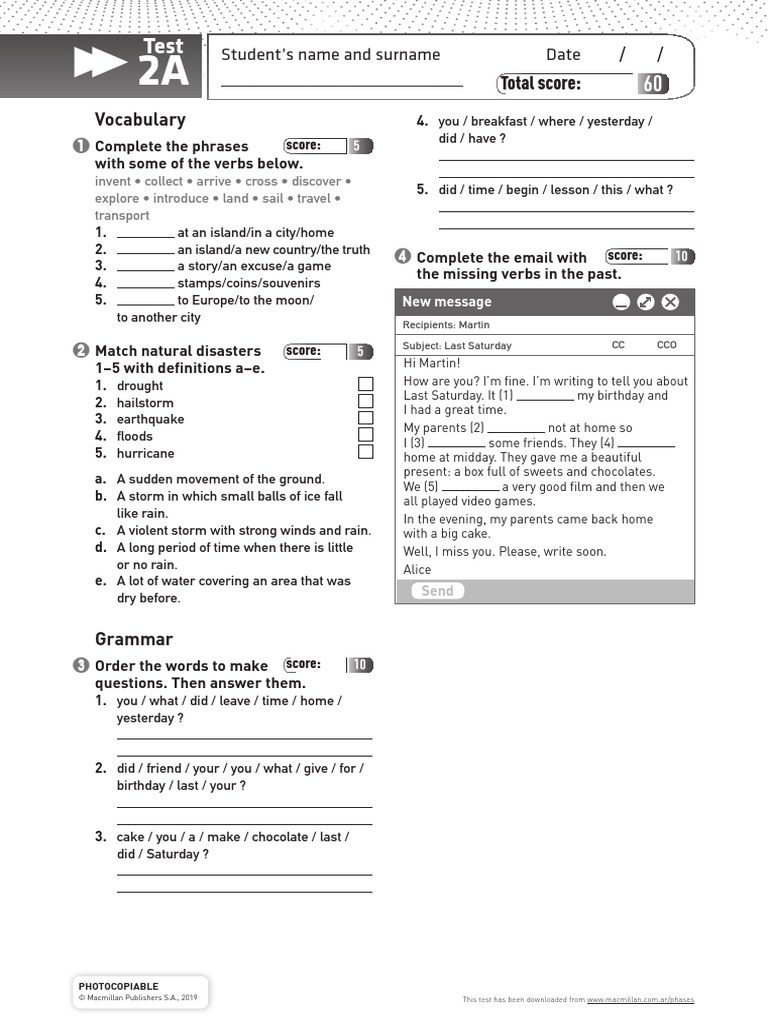 Phases 2 2nd Ed Test U2 A | PDF