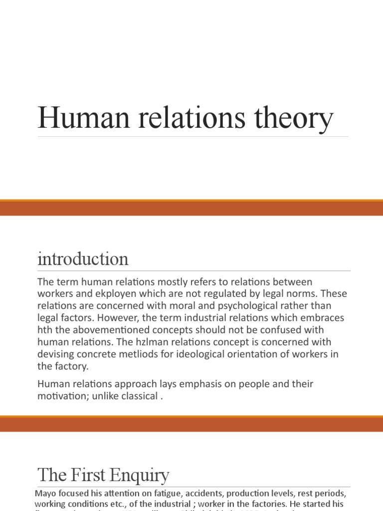 Human Relation Theory | PDF | Experiment | Psychology