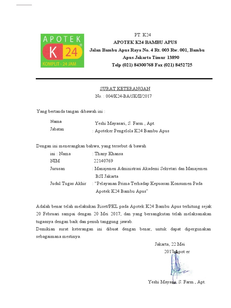 File - 15 Surat Keterangan PKL Riset | PDF