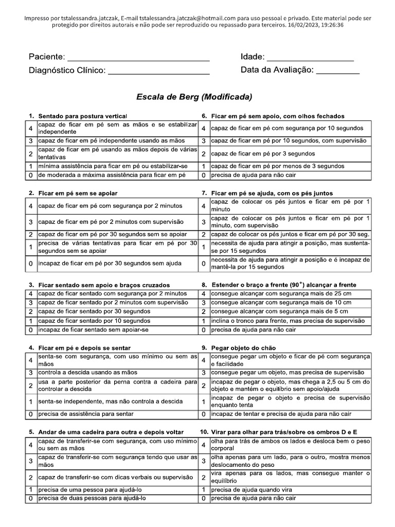 Escala de Berg | PDF