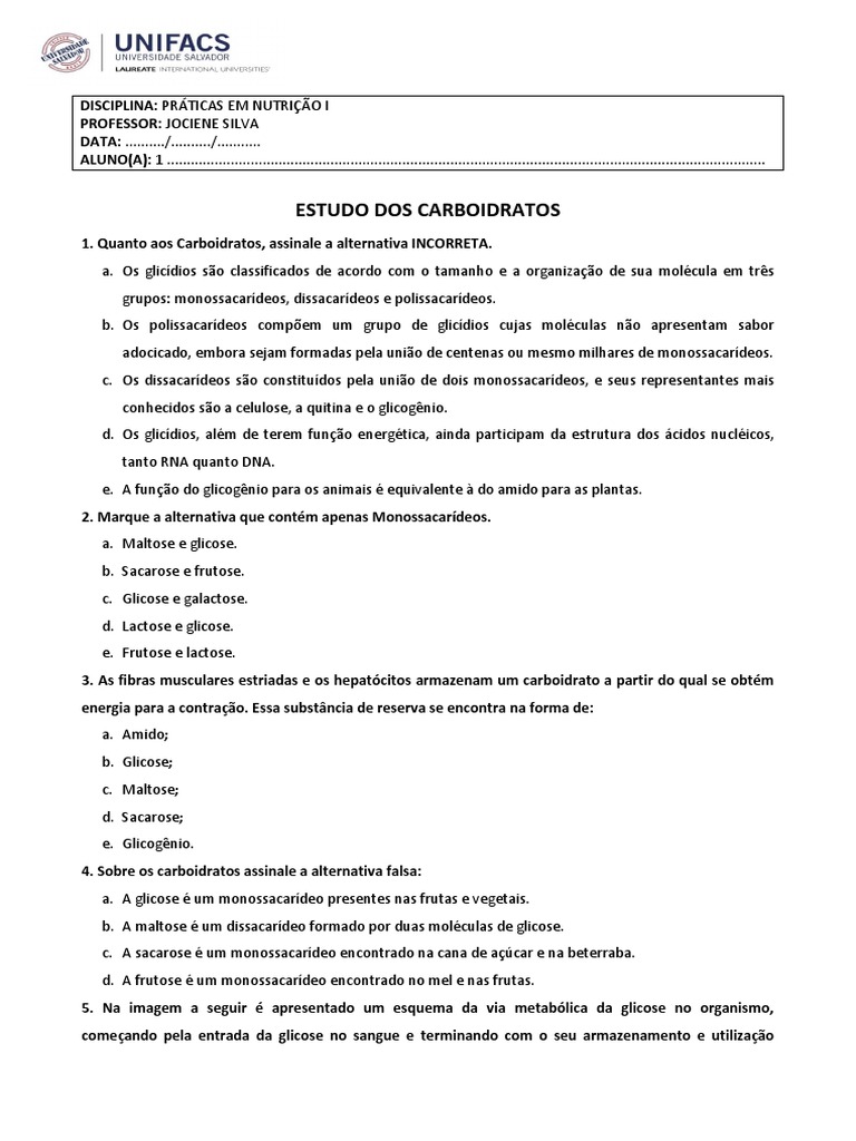 Atividade Dirigida Pdi 07-06 | PDF | Carboidratos | Glicose