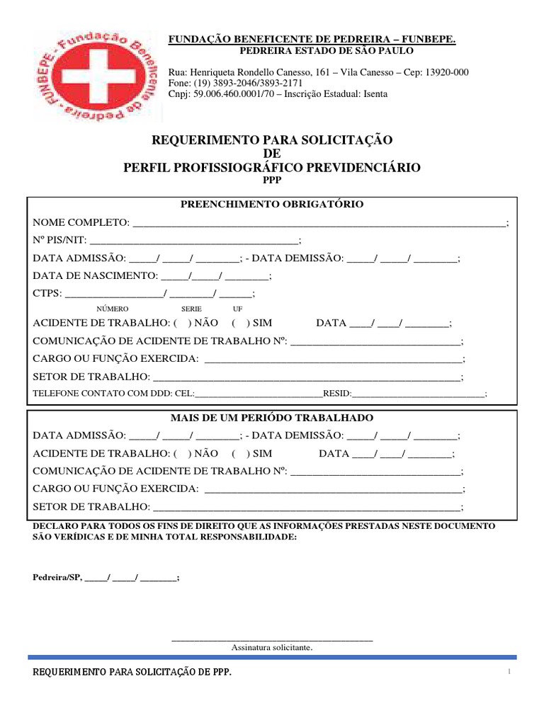 Requerimento para Solicitação de PPP | PDF Requerimento para Solicitação de PPP | PDF