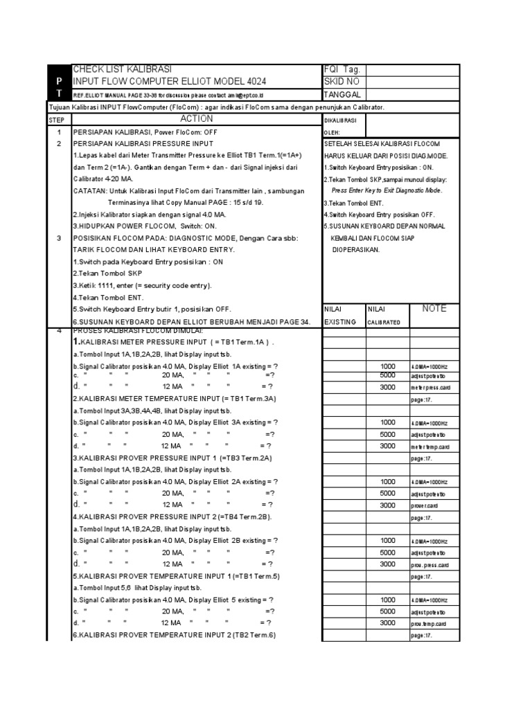 Check List Kalibrasi Flocom | PDF