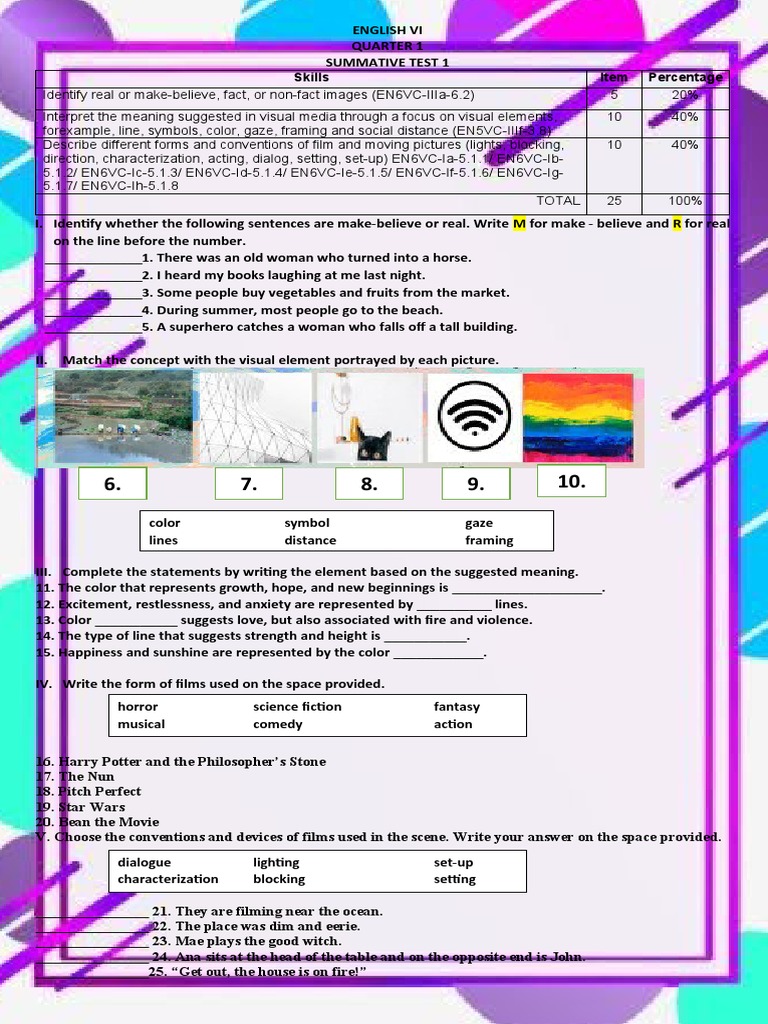English 6 - Q1 - Summative Test #1 | PDF