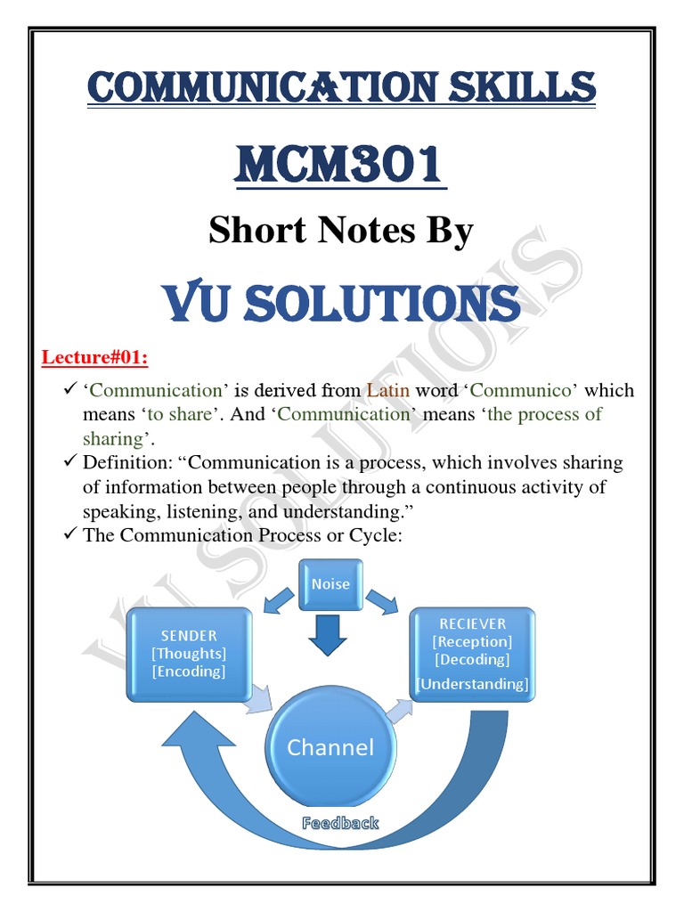 Mcm301 Short Notes Lect 1 Pdf