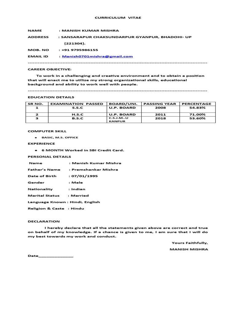 MANISH RESUME | PDF