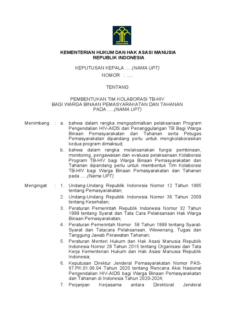 Contoh SK Pembentukan TIM Kolaborasi TB-HIV | PDF
