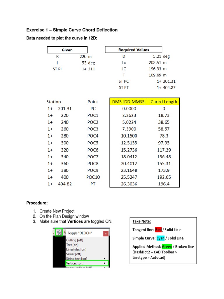 12D CAD Simple Curve Exercises | PDF | Cursor (User Interface) | Tangent