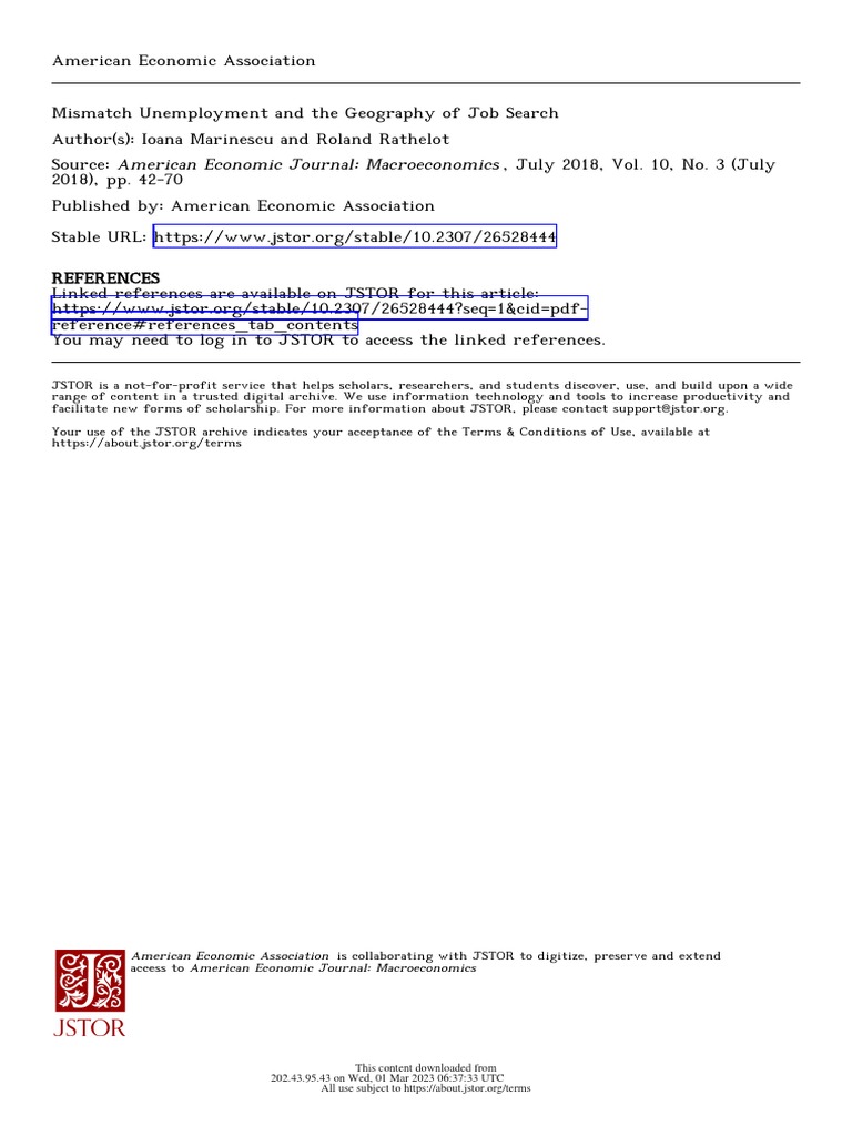 2018 Mismatch Unemployment And The Geography Of Job Search Pdf