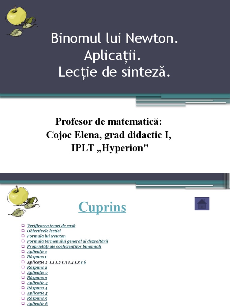 Binomul Lui Newton Ora Deschisa | PDF