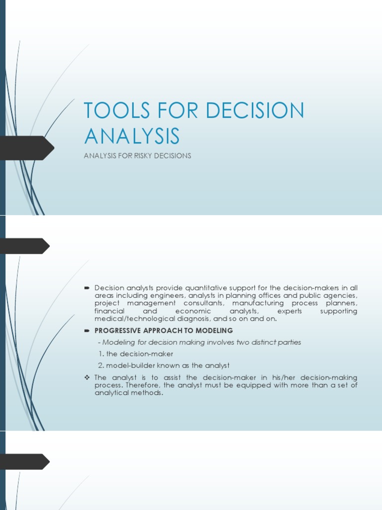 Tools For Decision Analysis | PDF | Decision Making | Risk